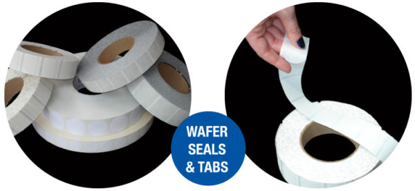 Custom Wafer Seals + Tabs | Custom Roll Sizes | Selective Label